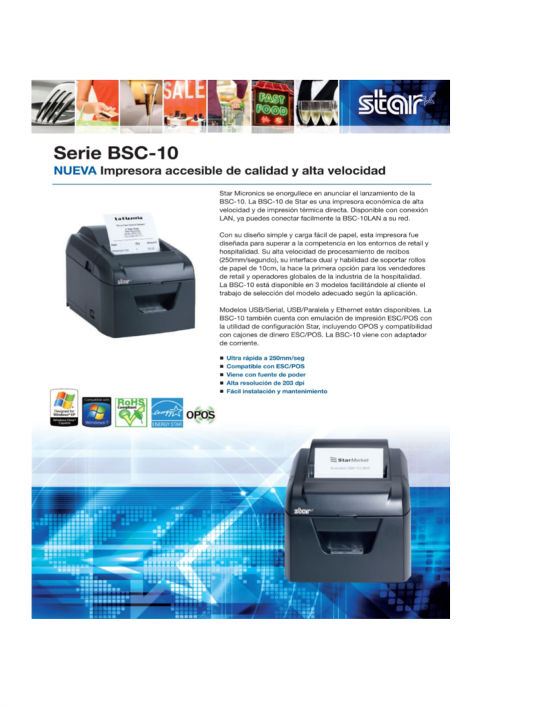 Impresora Tickera Termica STAR BSC10UC | en Peru Lima Cusco Arequipa Trujillo Puno Tacna ...