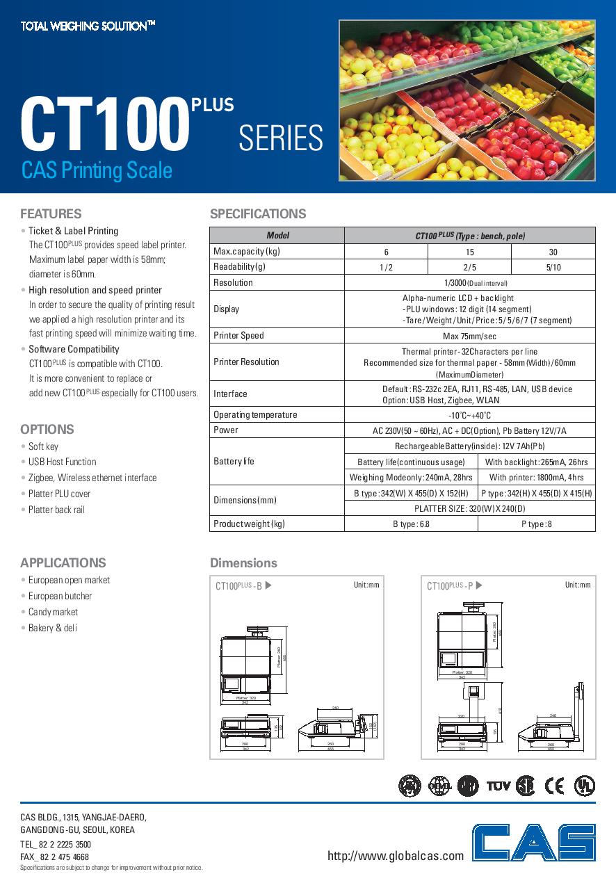 BALANZA ELECTRÓNICA CAS CT100 | en Peru Lima Cusco Arequipa Trujillo ...